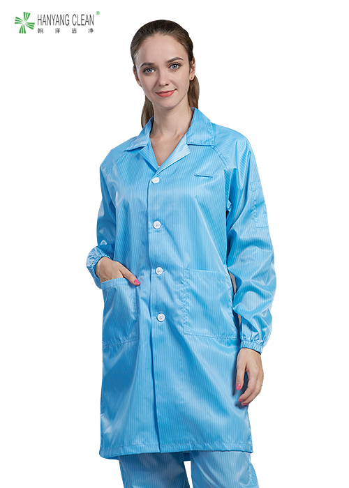 Cleanroom resuable Anti static ESD smock Labcoat dark blue with ...