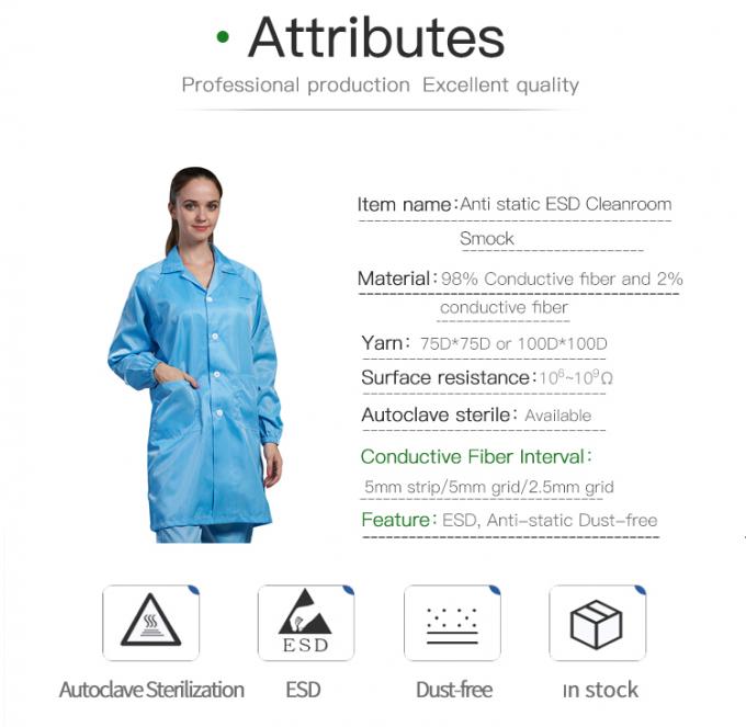 ESD antistatic lint-free and dust-proof polyester lab coat and smock ...