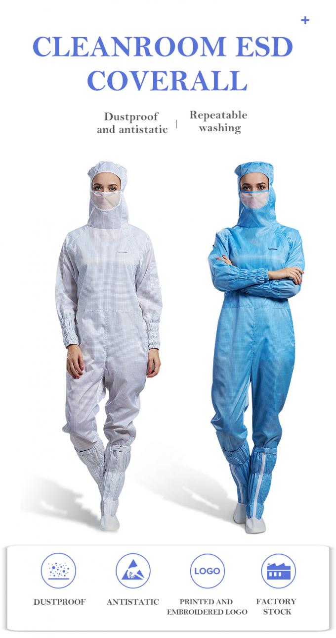 Antistatic Dust Free Clean Room Garments Hooded ESD Jumpsuit Coverall
