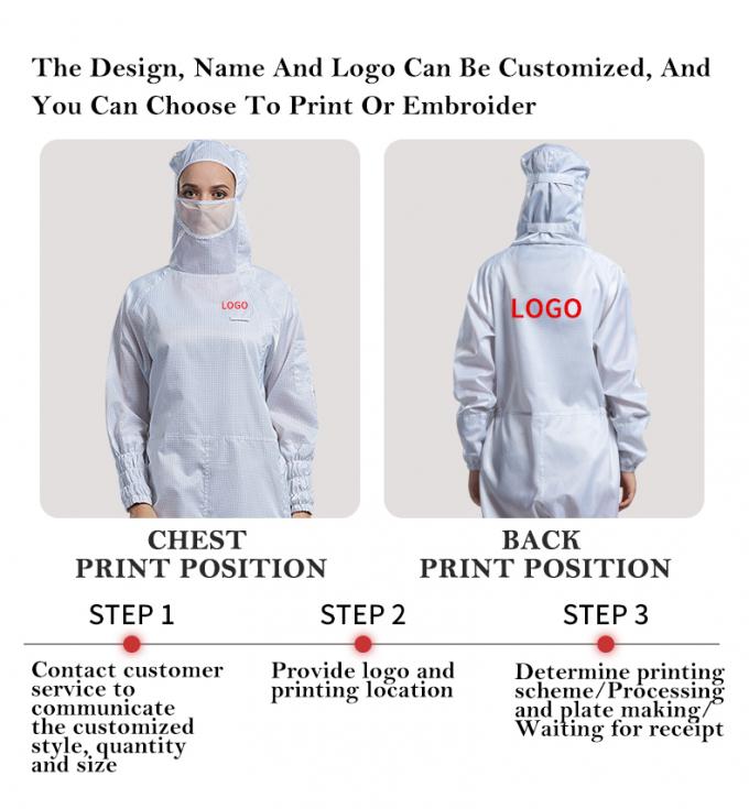 Antistatic Dust Free Clean Room Garments Hooded ESD Jumpsuit Coverall