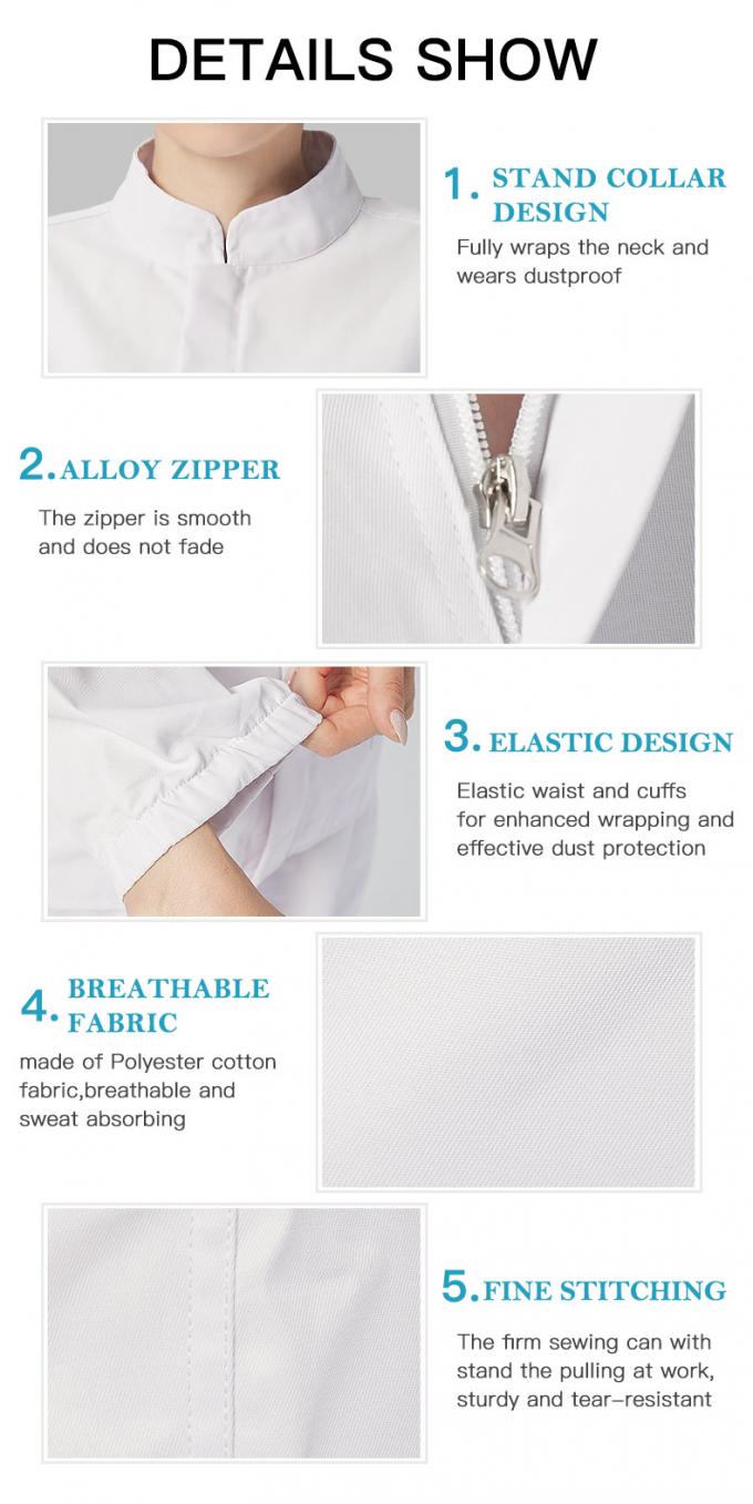 Comfortable Soft Dust Free Food Processing Uniform Anti Static ESD Food ...