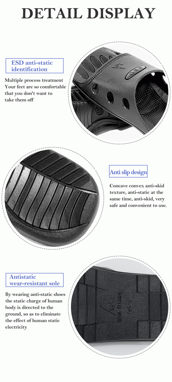 ESD SPU Antistatic Food Industry Footwear Black Lab Cleanroom Slippers