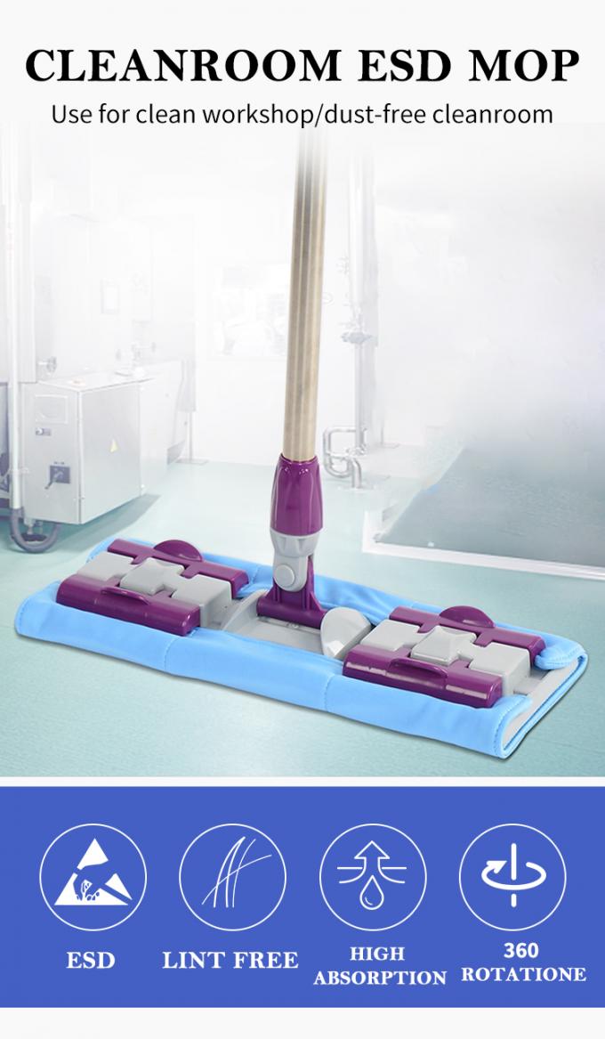 Spinning Dust Mop Microfiber Antistatic Industrial Flat Cleanroom ESD Mop