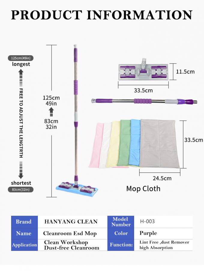 Spinning Dust Mop Microfiber Antistatic Industrial Flat Cleanroom ESD Mop
