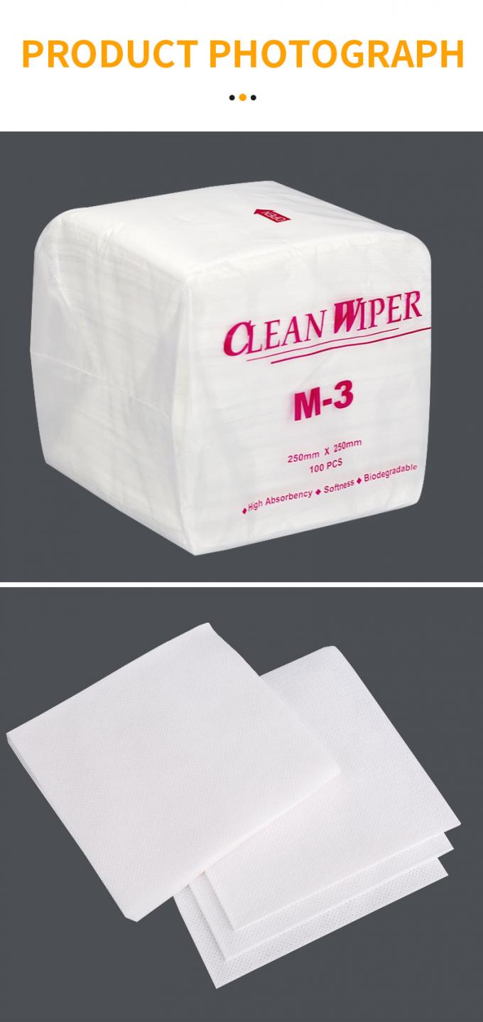 M-3 Industrial Paper Clean Room Wipes Lint Free Nonwoven White 25cm X 25cm