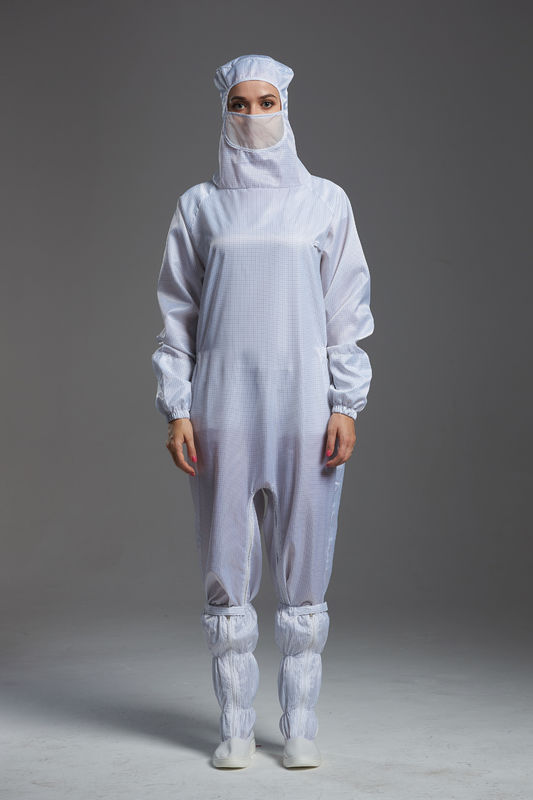 Class1000 Hooded Anti Static Overalls For Optical Production Workshop