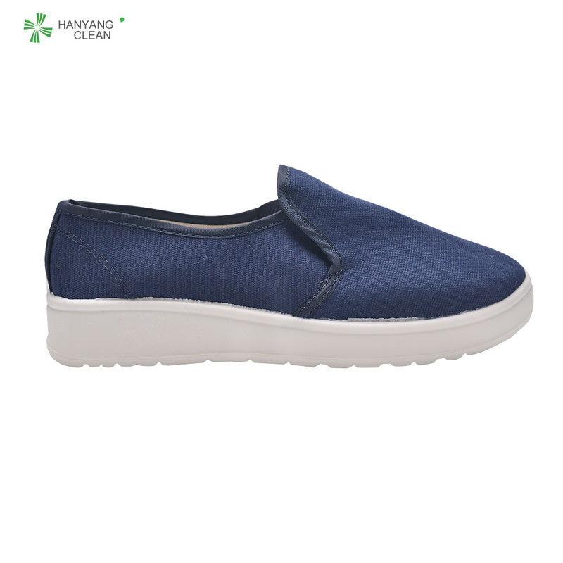 High quality antistatic white blue cleanroom lab canvas dustproof shoes ...