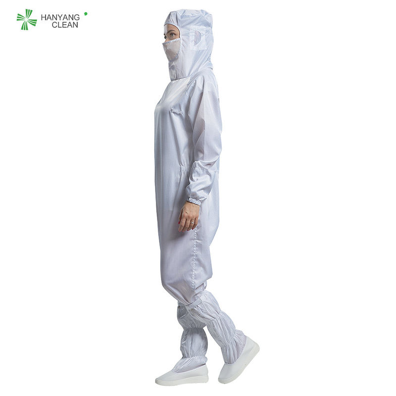 Cleanroom ESD anti-static coverall connect with hood and shoes cover ...