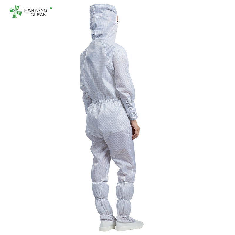 ESD Antistatic autoclaved cleanroom coverall Jumpsuit white color with ...