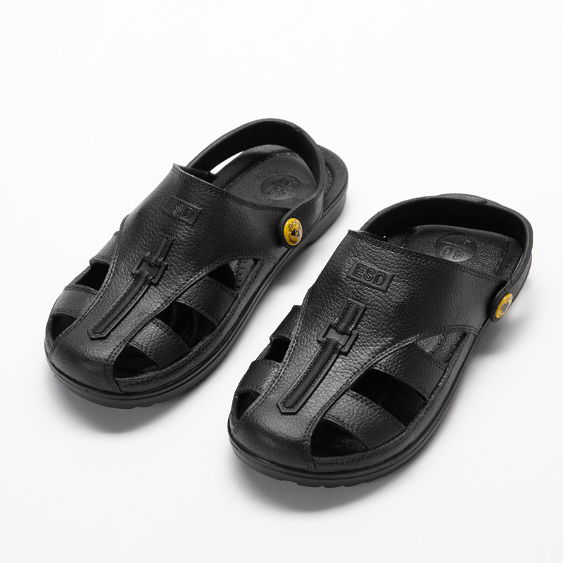 Black Non Slip Food Industry Footwear Lab Cleanroom ESD SPU Antistatic ...