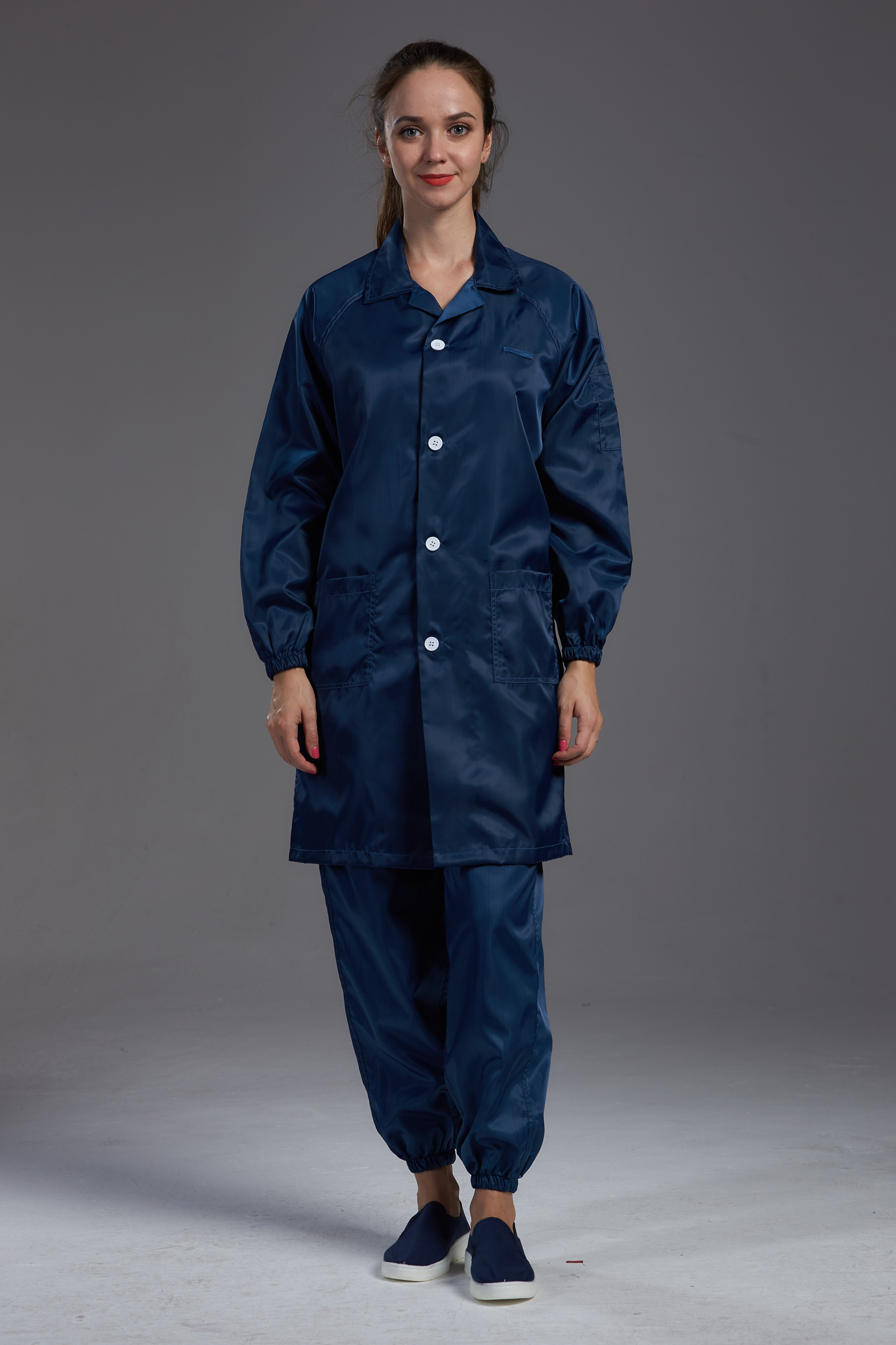 Cleanroom resuable Anti static ESD smock Labcoat dark blue with ...