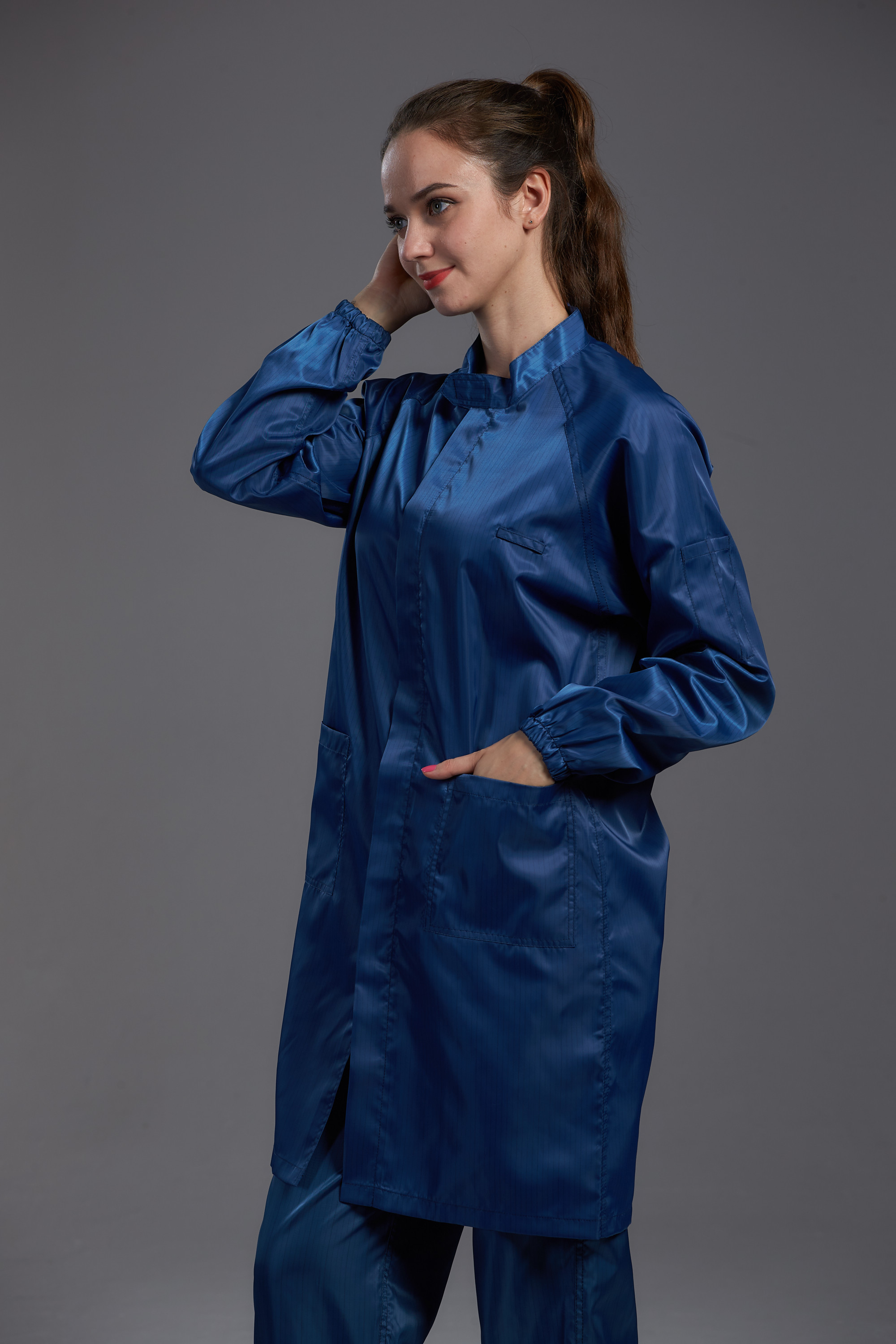 Anti Static ESD Garment Resuable labcoat Class1000 straight open zipper ...