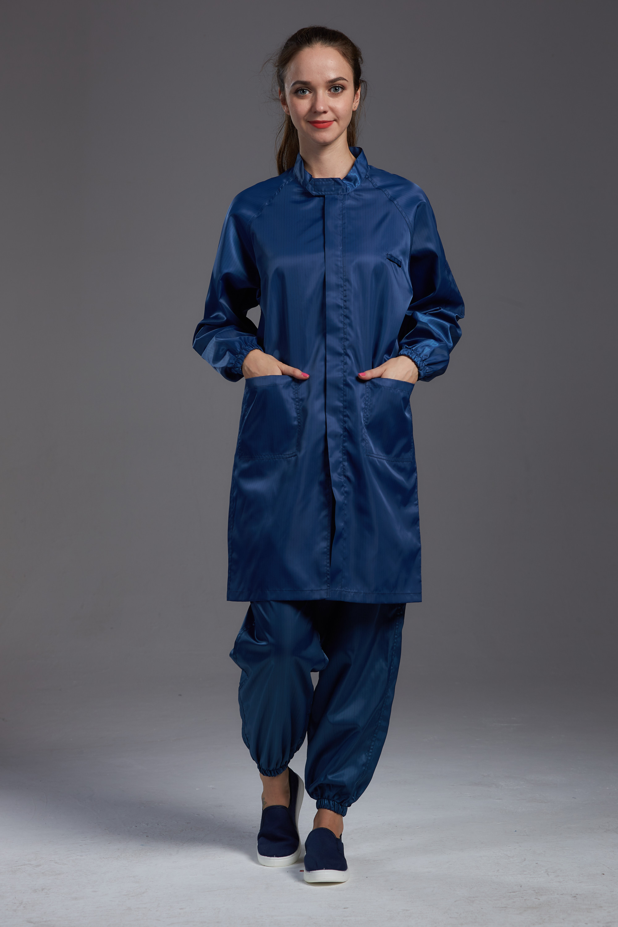 Anti Static ESD Garment Resuable labcoat Class1000 straight open zipper ...