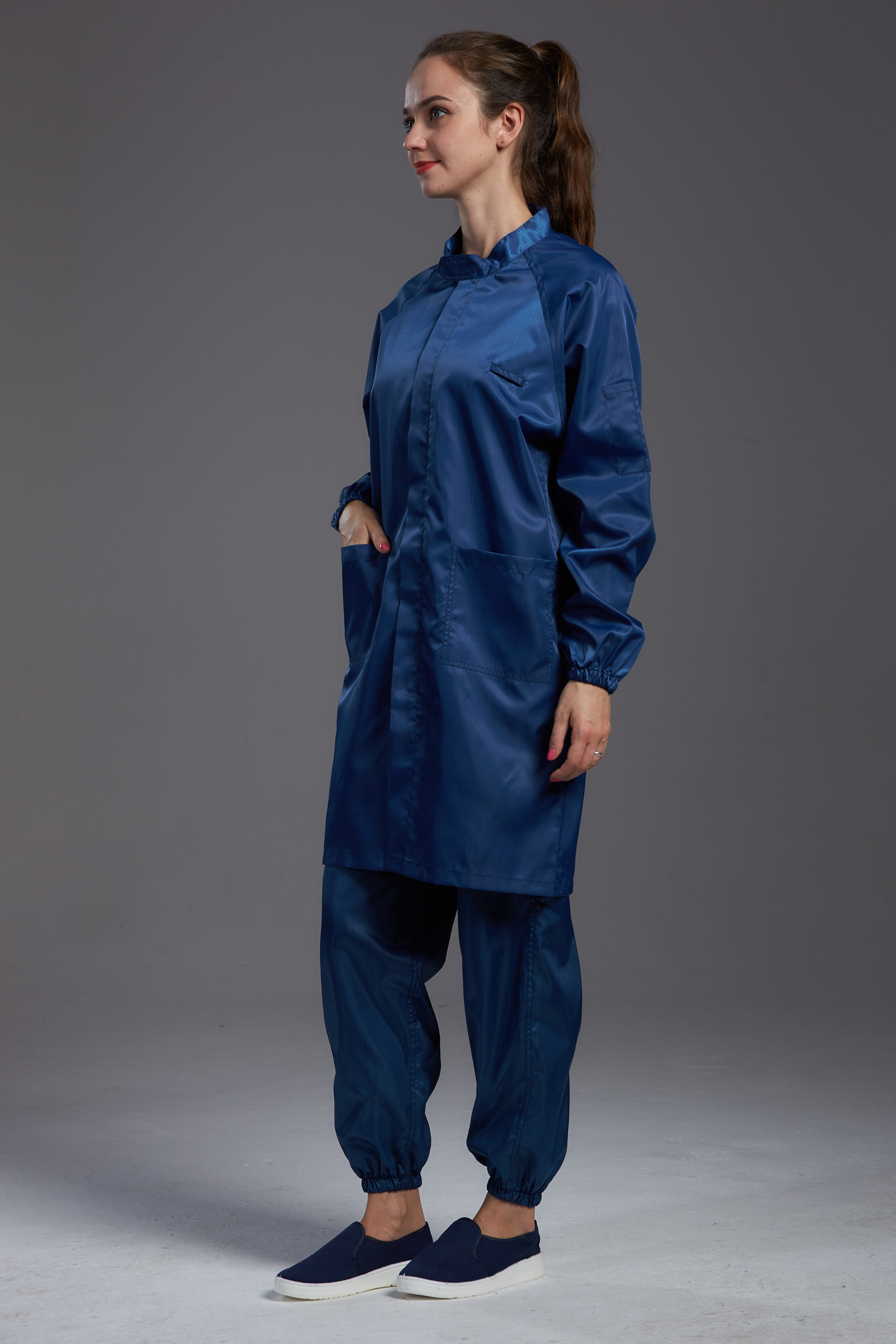 Anti Static ESD Garment Resuable labcoat Class1000 straight open zipper ...