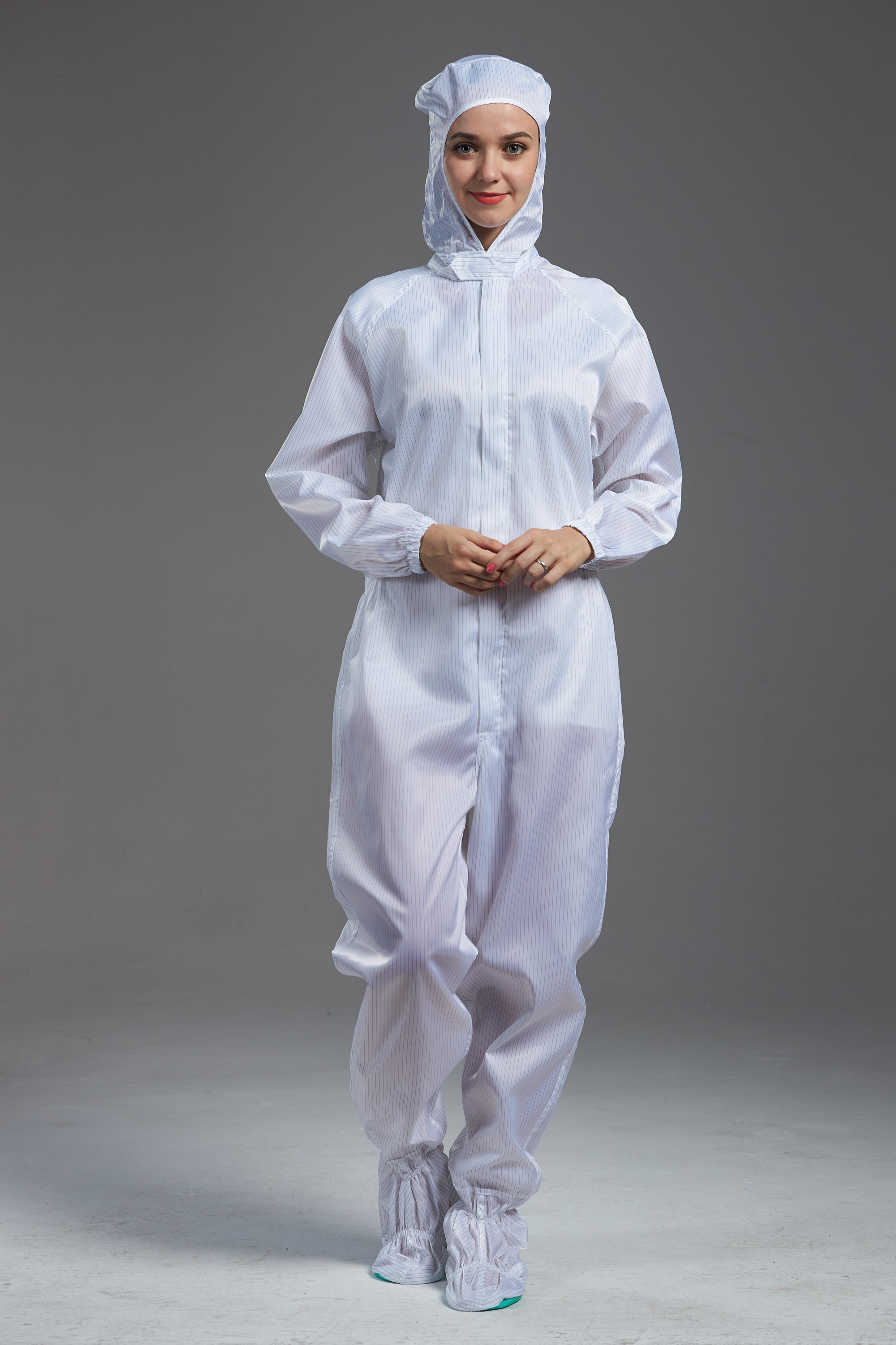 Anti Static autoclavable ESD cleanroom garment hooded coverall white ...
