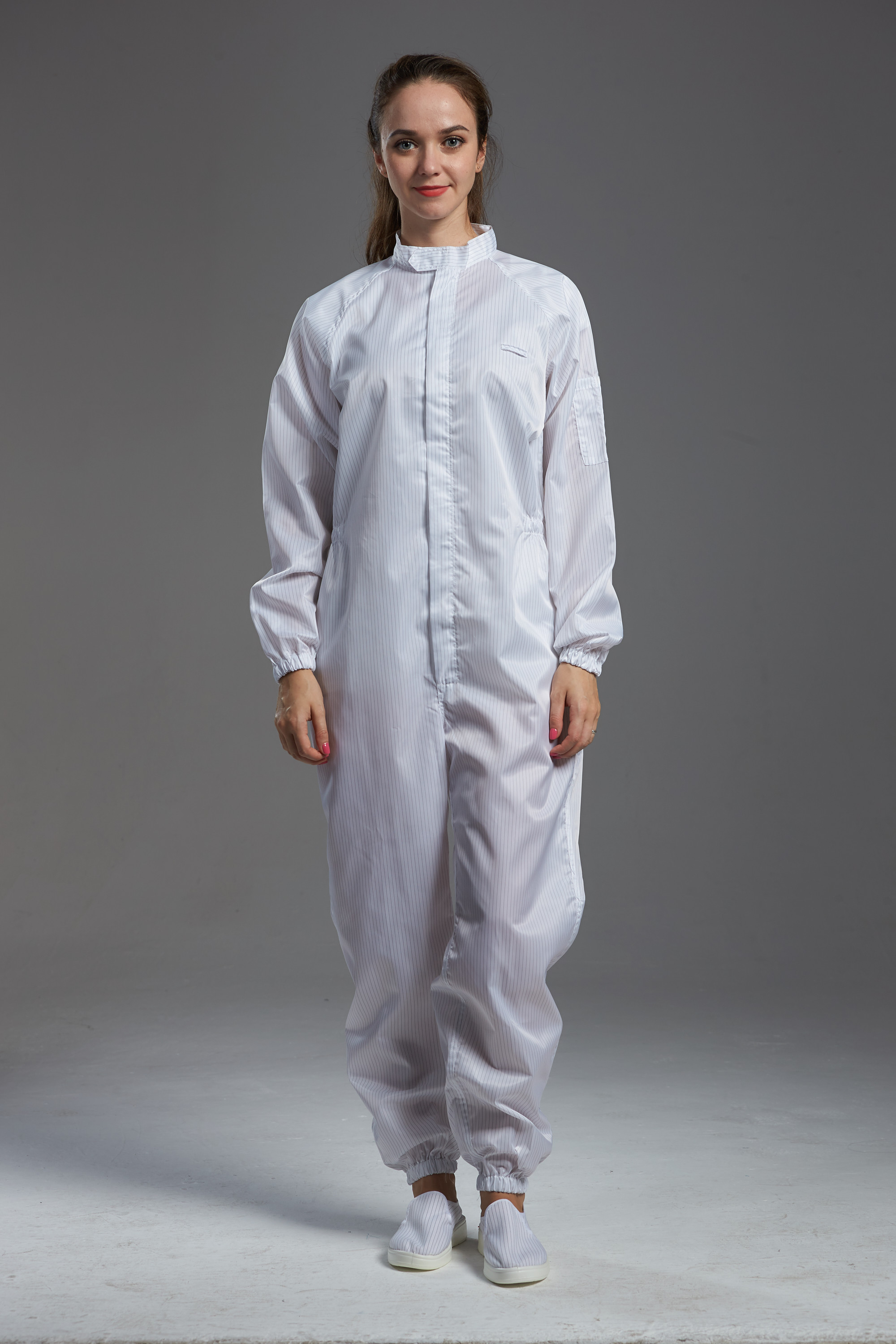 Antistatic ESD sterile dust-proof white coverall with conductive fiber ...