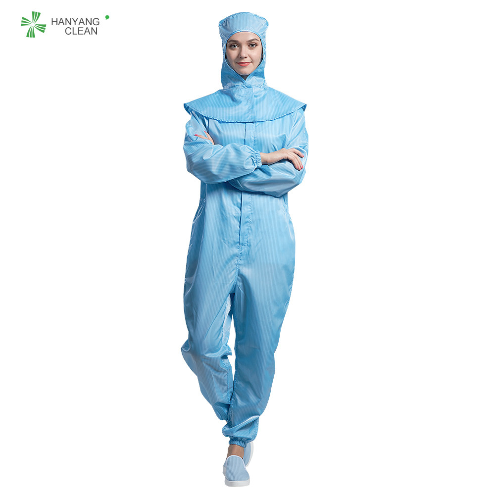 Anti static autoclavable ESD cleanroom garment coverall blue color with ...