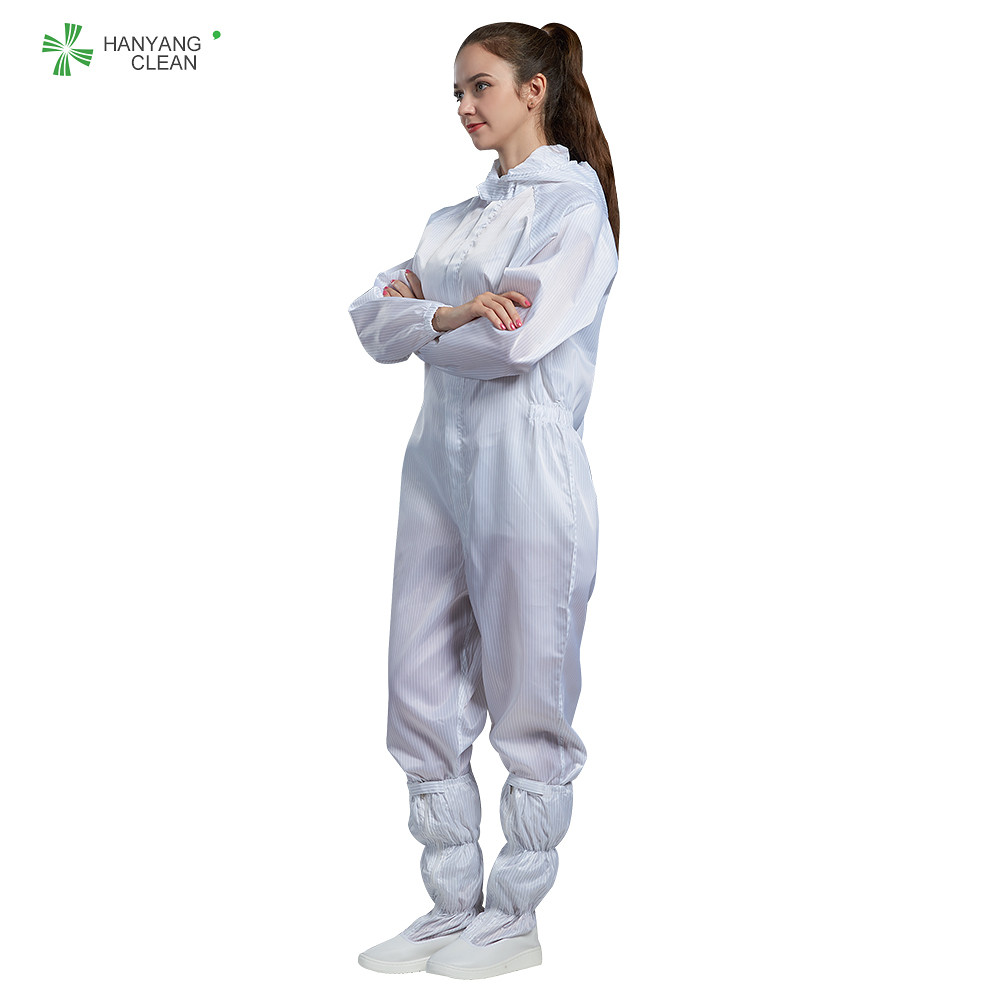 S - 5XL Clean Room Garments Dust Free White Color Hooded Overall With ...