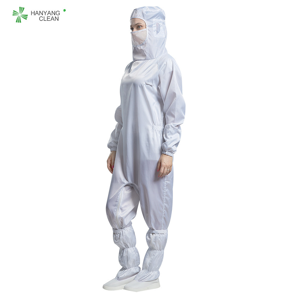 Cleanroom ESD anti-static coverall connect with hood and shoes cover ...