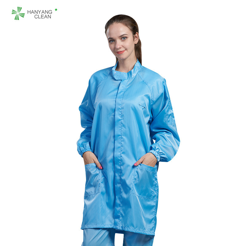 Dust-free antistatic ESD blue labcoat gown suitable for cleanroom or ...