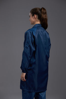 Dark Blue Clean Room Smock , Esd And Antistatic Uniform CE Approved