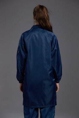 Dark Blue Clean Room Smock , Esd And Antistatic Uniform CE Approved