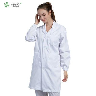 100% Polyster ESD Anti Static Clean Room Lab Coats White Color With ...